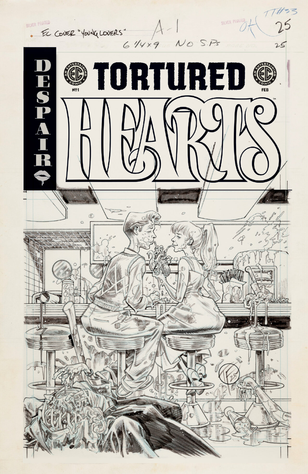 EC TORTURED HEARTS #1 (ONE SHOT) CVR E INC 1:20 DUSTIN WEAVER B&W ...